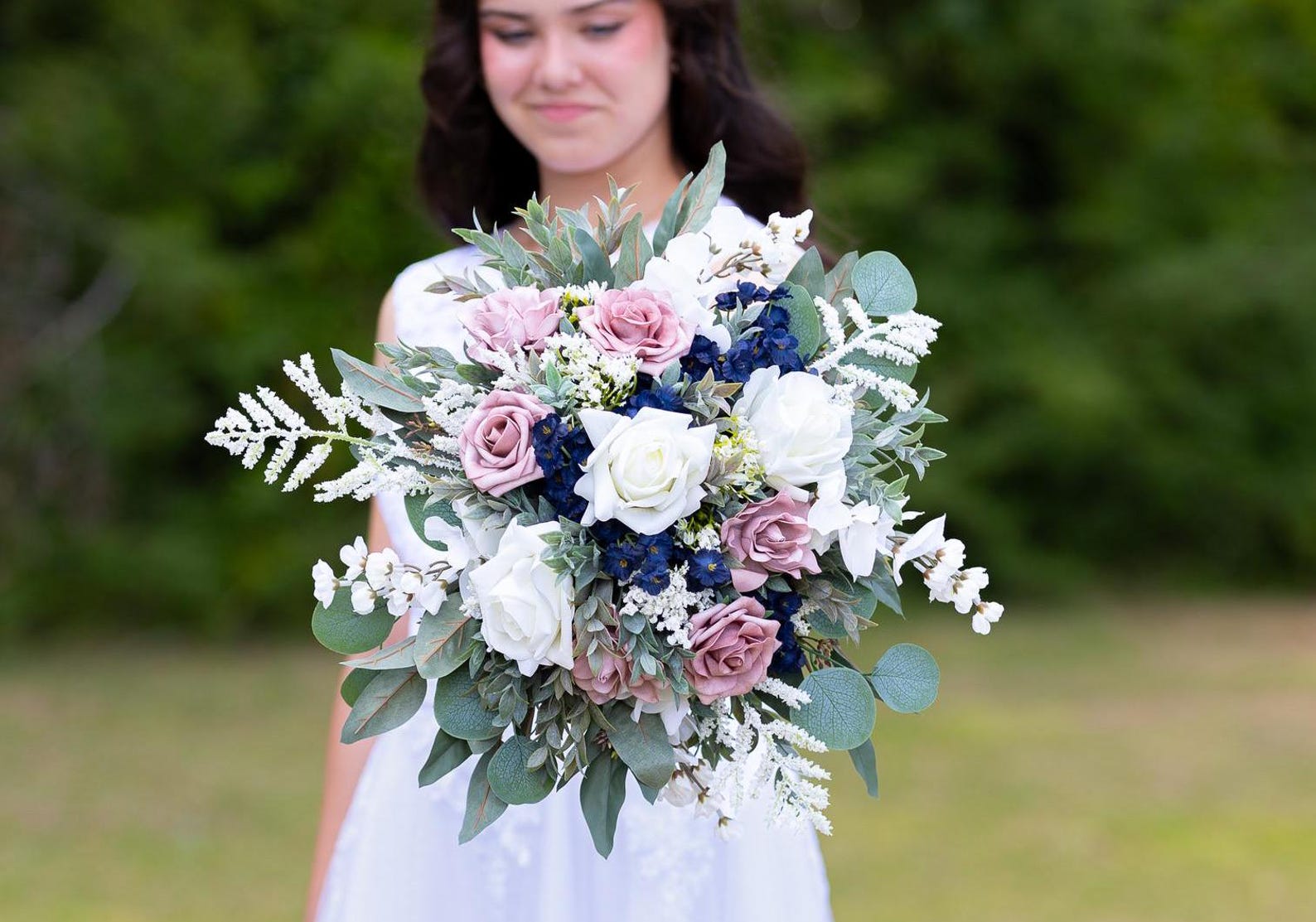 Dusty Rose and Navy Flowers, Mauve Wedding Bouquet, Pink Wedding ...