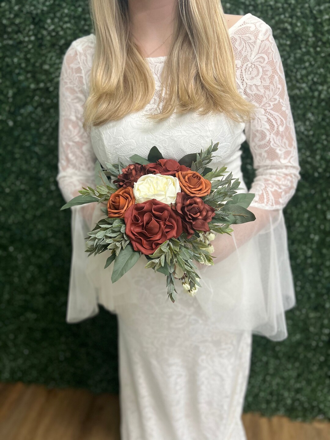 Terracotta and Rust Fall Wedding Bouquet, Bridesmaid Bouquet, Burnt ...