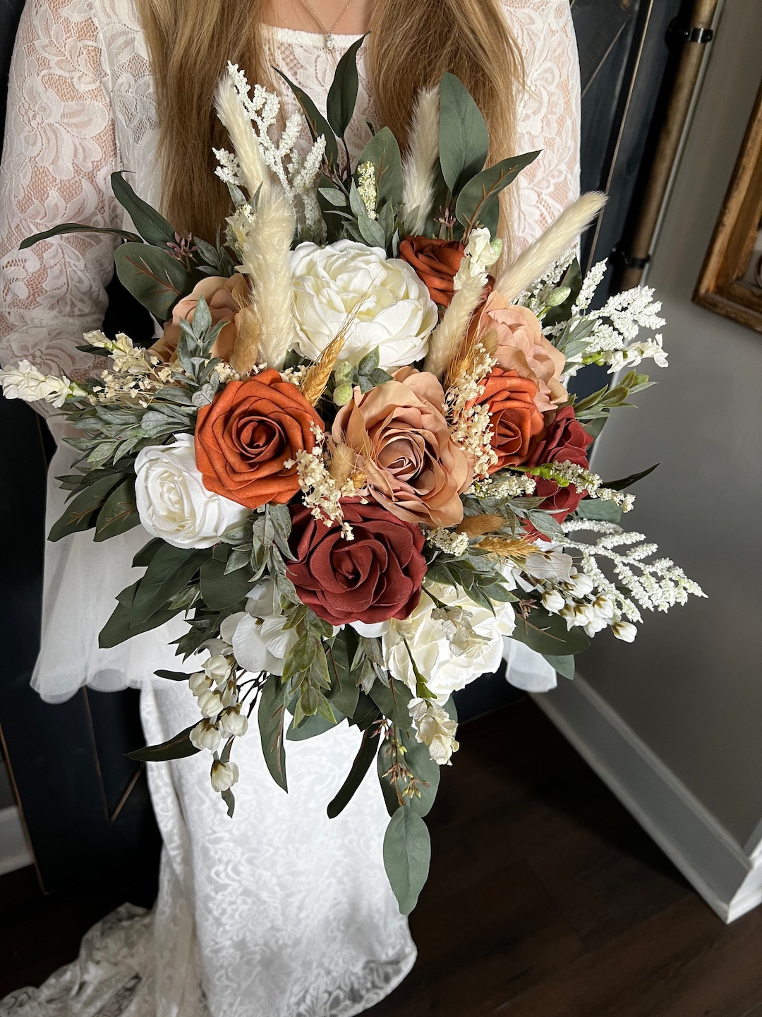 Terracotta and Rust Boho Wedding Bouquets Terracotta and Ivory Bouquet ...