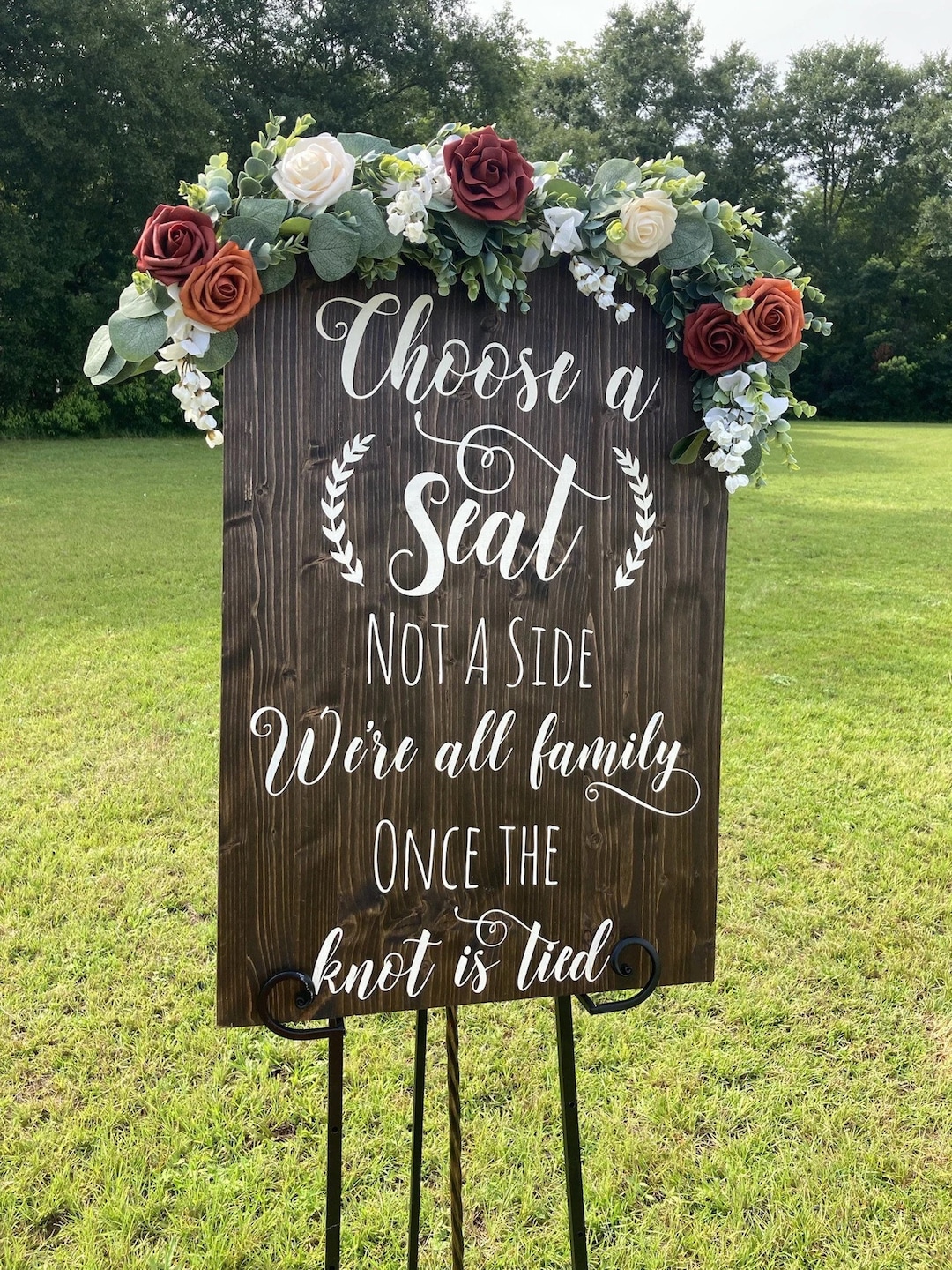 Terracotta and Rust Fall Wedding Sign Swag, Floral Sign Decor, Burnt ...