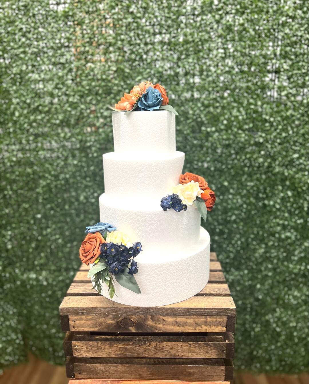 Terracotta, Slate Blue, and Ivory Flower Arrangements, Small Flower ...