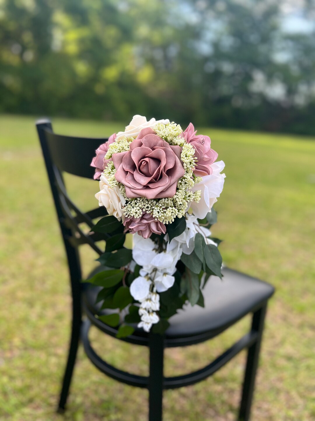 Dusty Rose and Cream Chair Decorations for Wedding, SET OF 8, Aisle ...