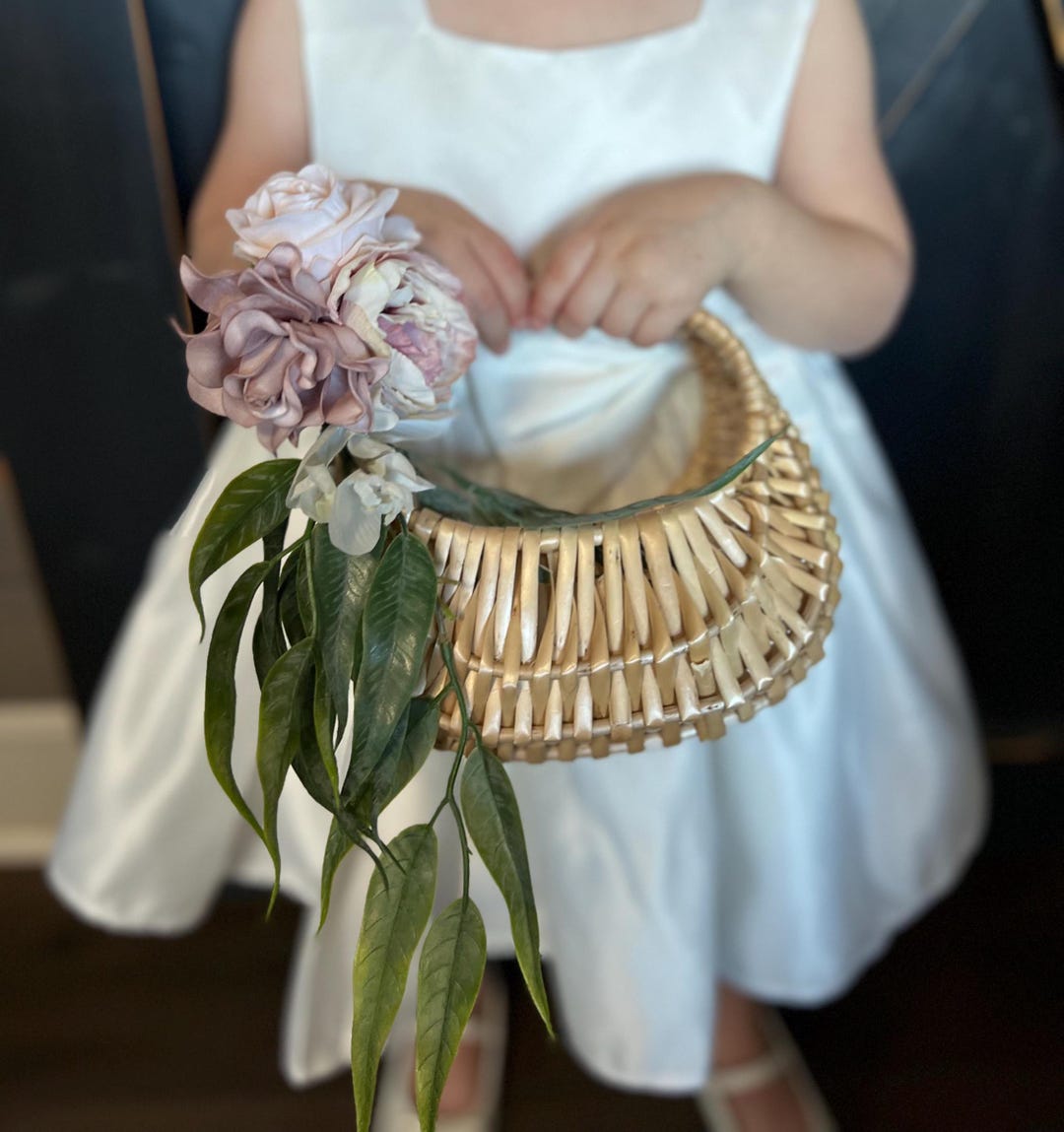 Flower Girl Basket, Dusty Rose and Cream, Flower Girl Gift, Flower ...