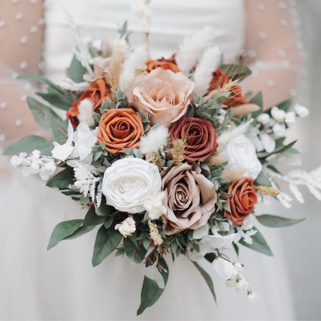 Terracotta and Rust Boho Wedding Bouquets Terracotta and Ivory Bouquet ...