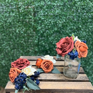 Terracotta, Rust and Navy Cake Flower Arrangements, Small Flower ...