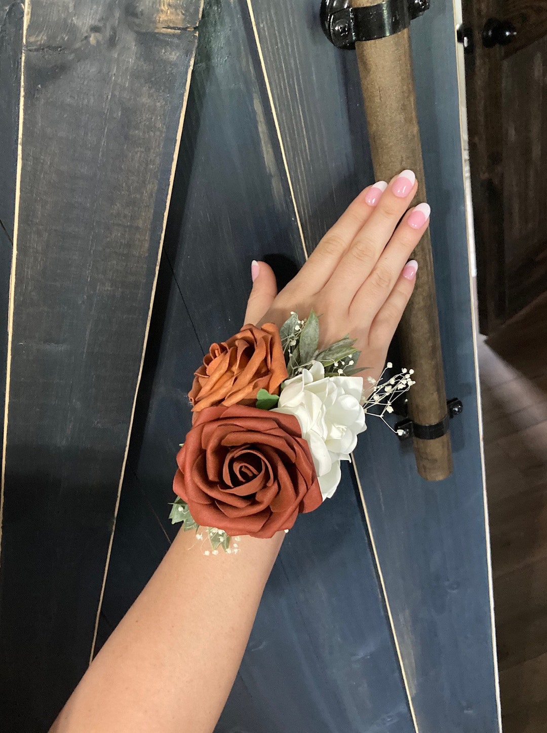 Terracotta, Rust, and Cream Wrist Corsage for Mom or Grandma, Mom ...