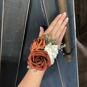 Terracotta, Rust, and Cream Wrist Corsage for Mom or Grandma, Mom ...