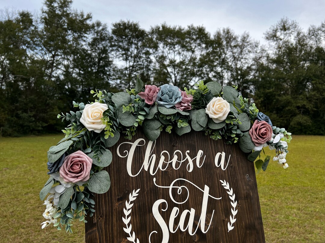 Dusty Blue and Dusty Rose Floral Sign Swag, Dusty Blue and Dusty Rose ...