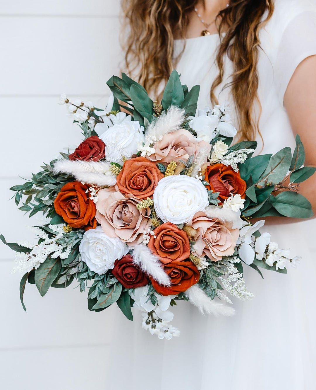 Terracotta and Rust Boho Wedding Bouquets; Terracotta and Ivory Bouquet ...