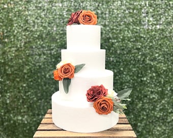 Terracotta, Rust and Navy Cake Flower Arrangements, Small Flower ...