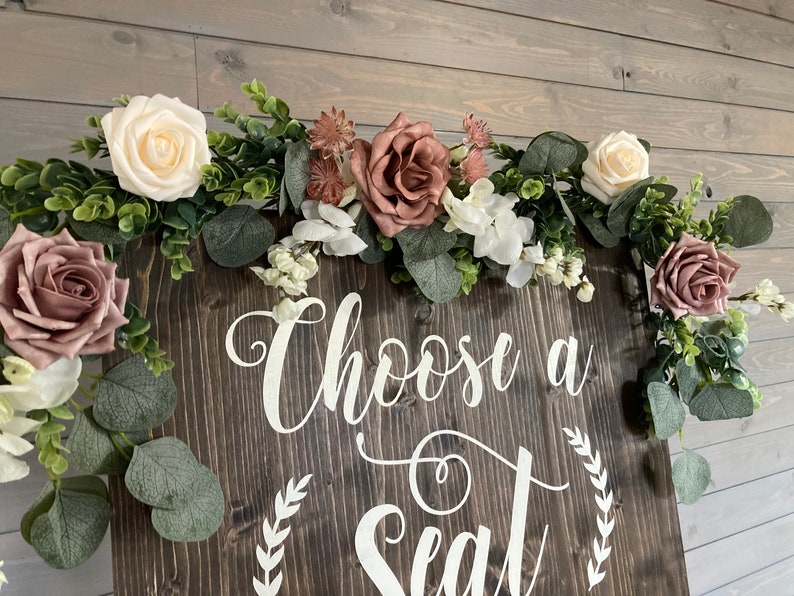Dusty Rose Sign Swag Floral Garland Dusty Rose and Cream - Etsy