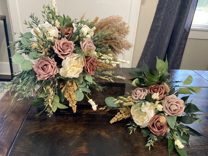 Boho Dusty Rose Flowers Rustic Bouquet Mauve Wedding Bouquet | Etsy