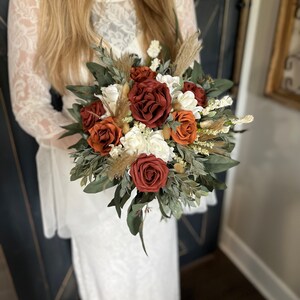 Terracotta and Rust Fall Wedding Bouquet, Burnt Orange, Gold, Rust ...