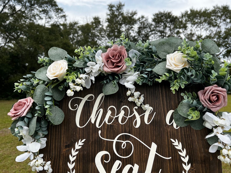 Dusty Rose Sign Swag Floral Garland Dusty Rose and Cream - Etsy