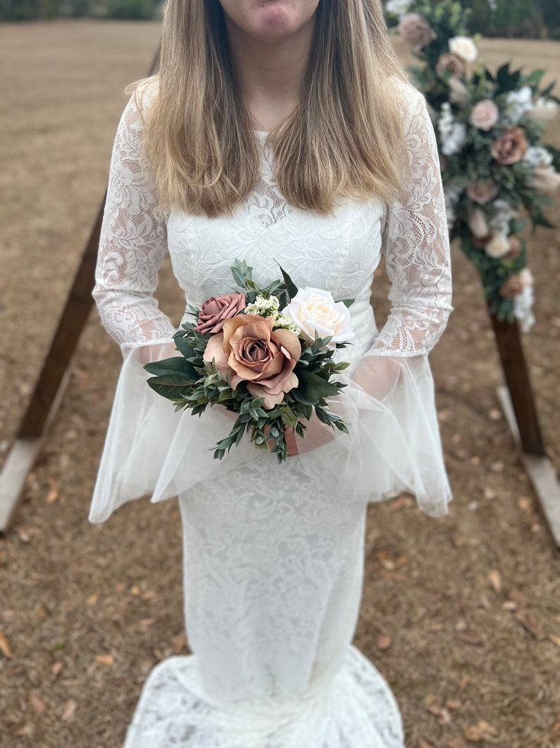 Boho Dusty Rose Flowers Rustic Bouquet Mauve Wedding Bouquet - Etsy