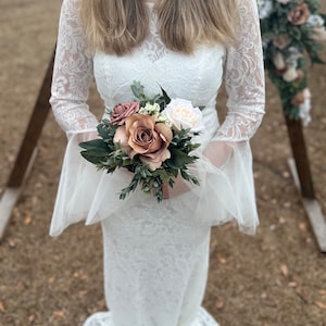 Boho Dusty Rose Flowers, Rustic Bouquet Mauve Wedding Bouquet, Pink ...