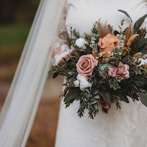 Boho Dusty Rose Flowers, Rustic Bouquet Mauve Wedding Bouquet, Pink ...