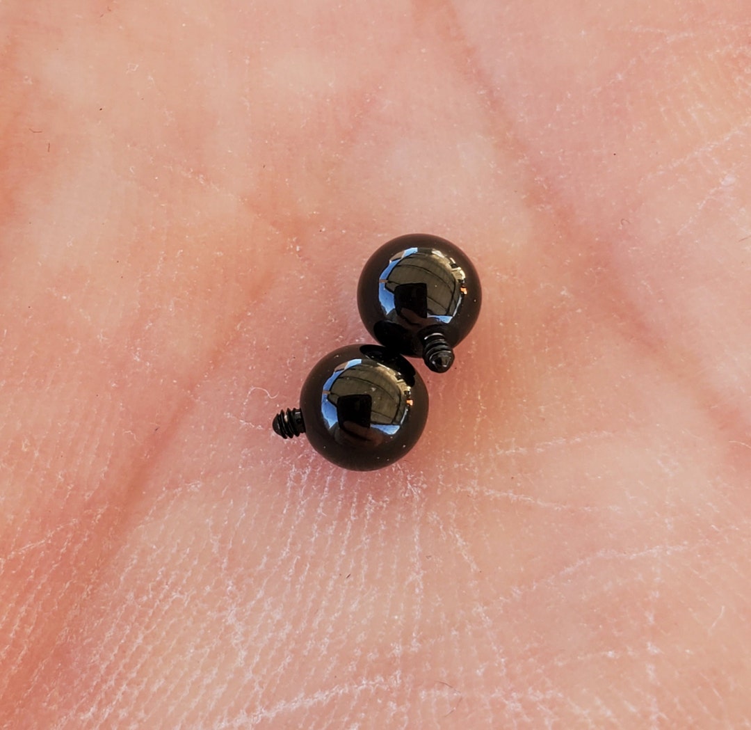 2 Black Color Replacement Internally Threaded Balls. 16g, 14g, Surgical ...