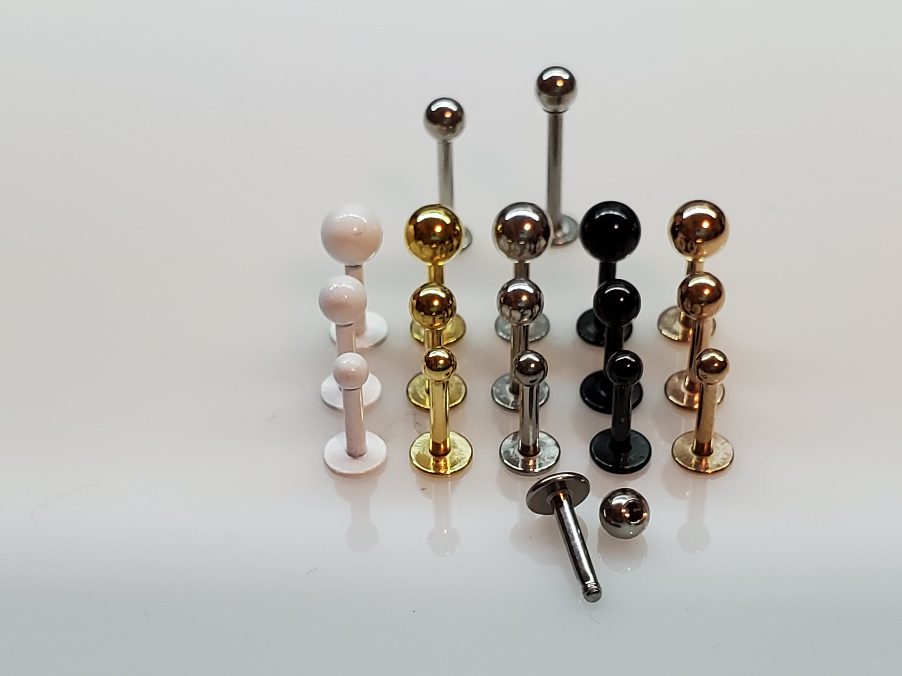 18g 16g 14g Labret Flat Back Tragus Triple Forward Helix Set | Etsy