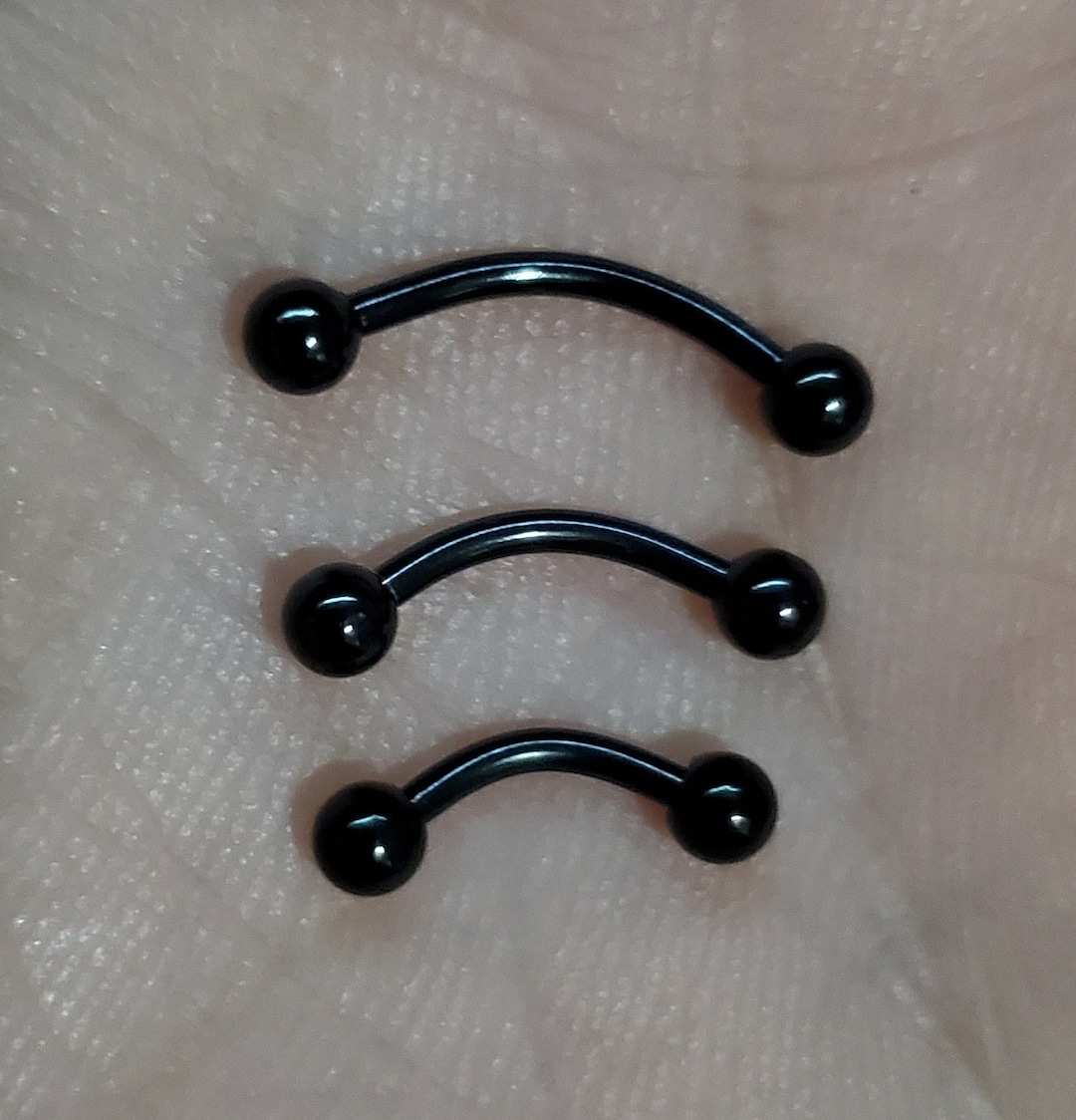 Black Curved Barbell 18g,16g, 14g 6mm 8mm 10mm, Septum, Tragus, Lip ...