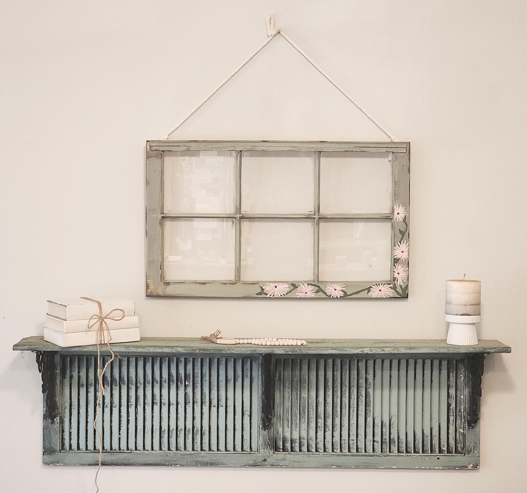 Hand Painted Antique Flower Window, Farmhouse Window, Shabby Chic ...