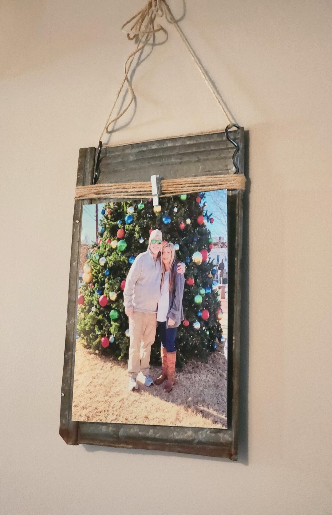 Rustic Farmhouse Tin Photo Frame, Industrial Picture Frame, Primitive ...