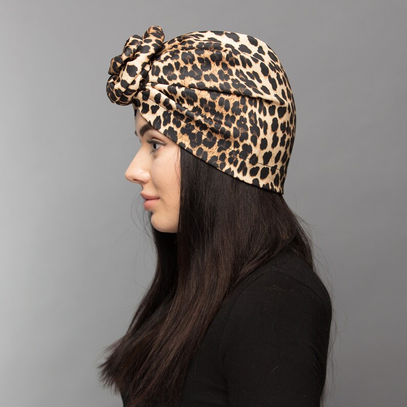 Leopard Turban Hat for Women With Flower. - Etsy