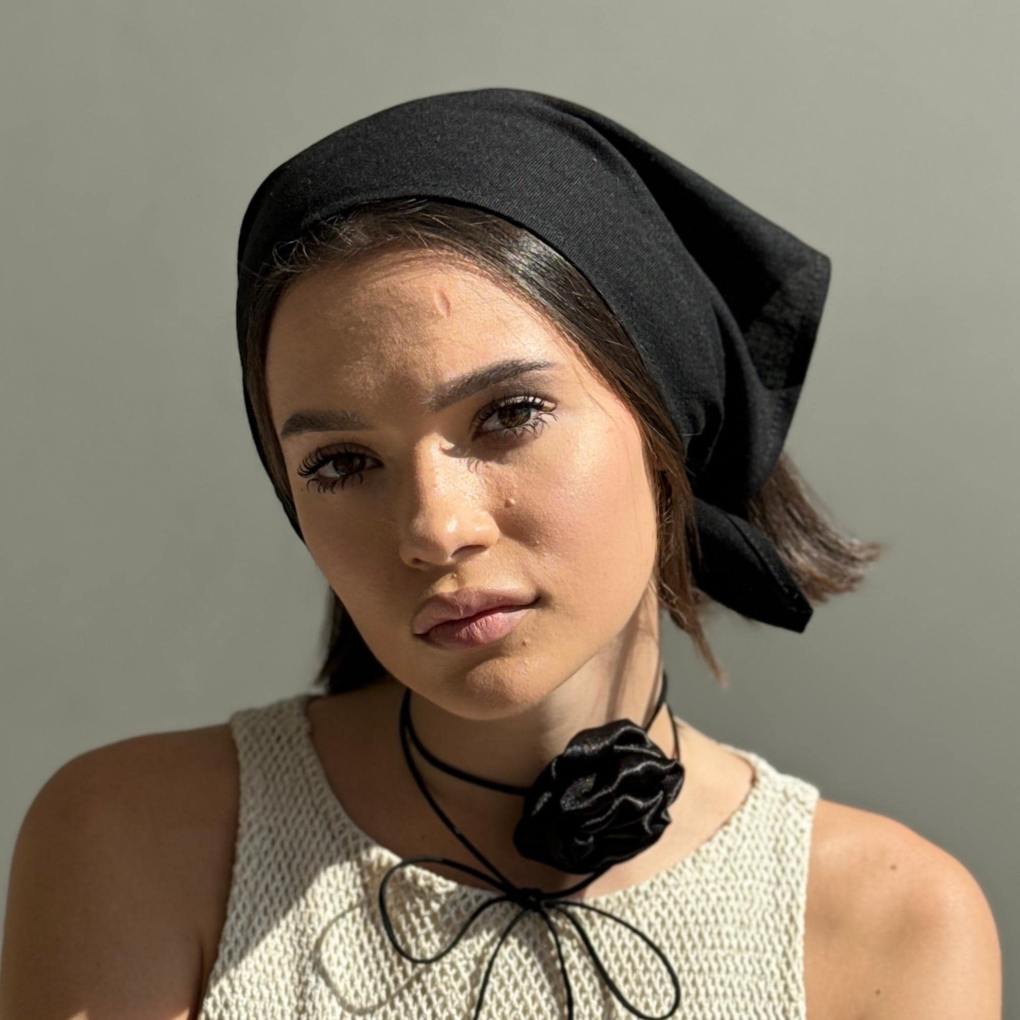 Linen Bandana and Silk Choker Set - Etsy