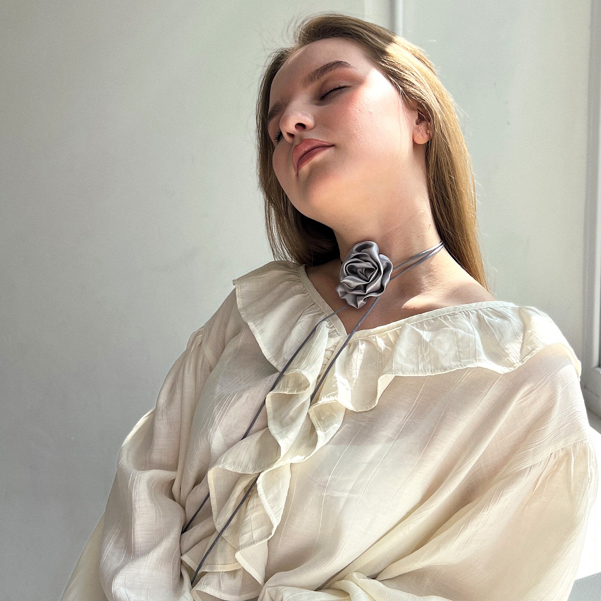 Silk Choker Available as a Set. Rose Flower Choker. - Etsy