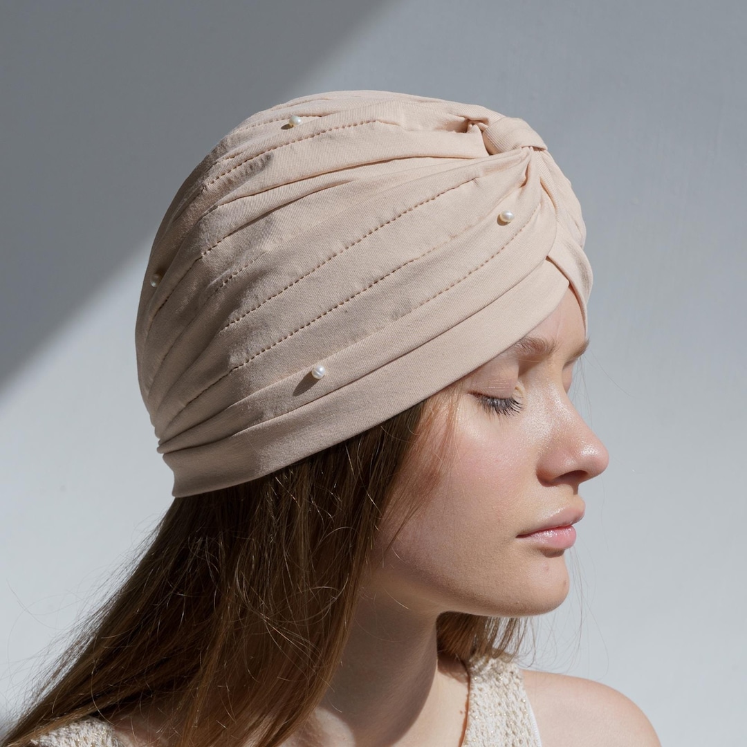 Cotton Turban With Pearls for Women - Etsy