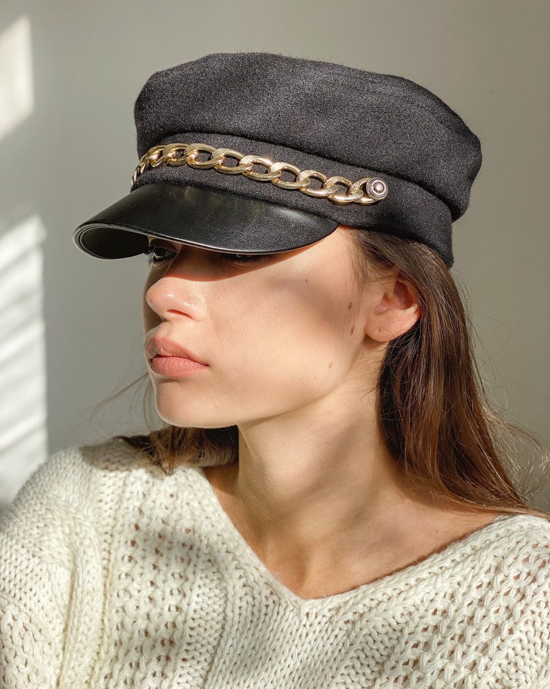 Fiddlers Cap With Chain for Women Fall Winter Cabby Hat. - Etsy