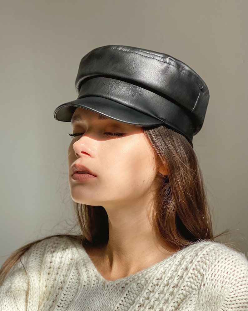 Leather Fiddler Cap Women Newsboy Cap Baker Boy Hat Fall | Etsy