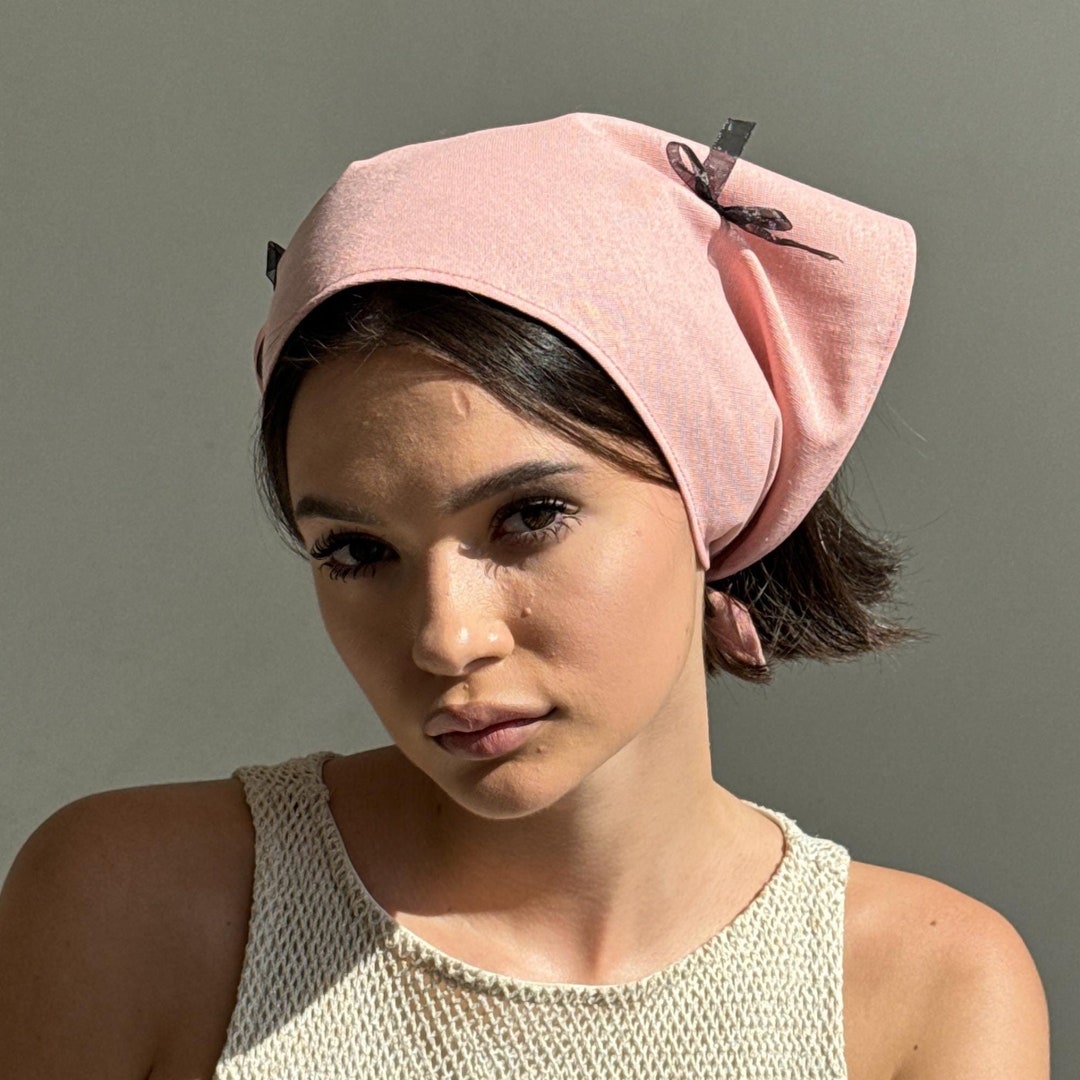 Linen Bandana With Bows. Linen Head Scarf - Etsy
