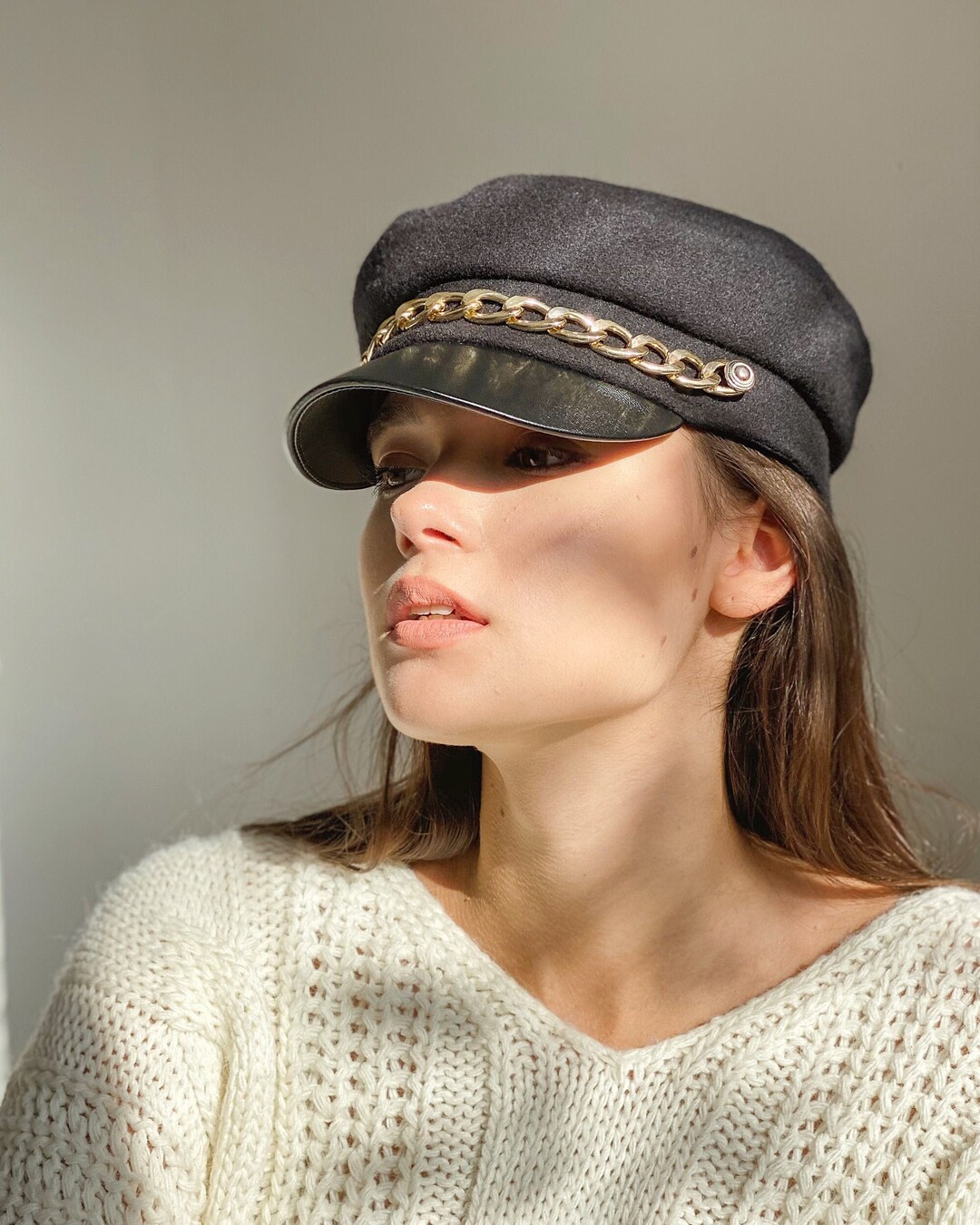 Fiddlers Cap With Chain for Women, Fall Winter Cabby Hat. - Etsy