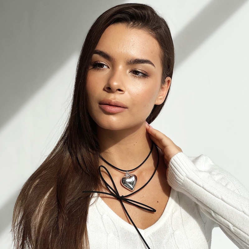 Leather Heart Choker - Etsy