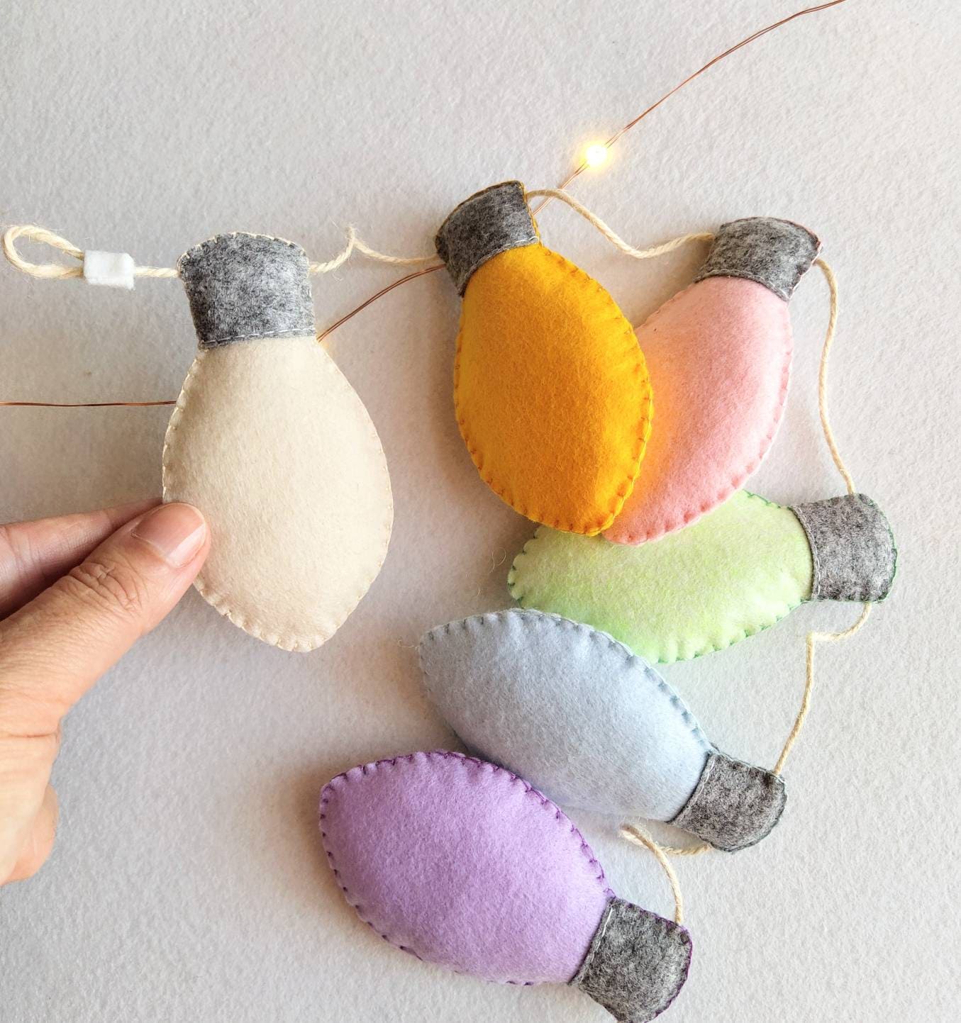 Felt Christmas Light Garland,pastel Garland - Etsy