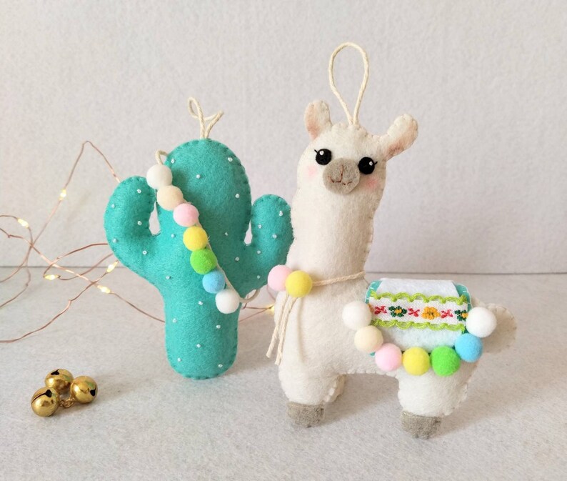 Cactus and Llama Decorations in Feltllama Personalized - Etsy