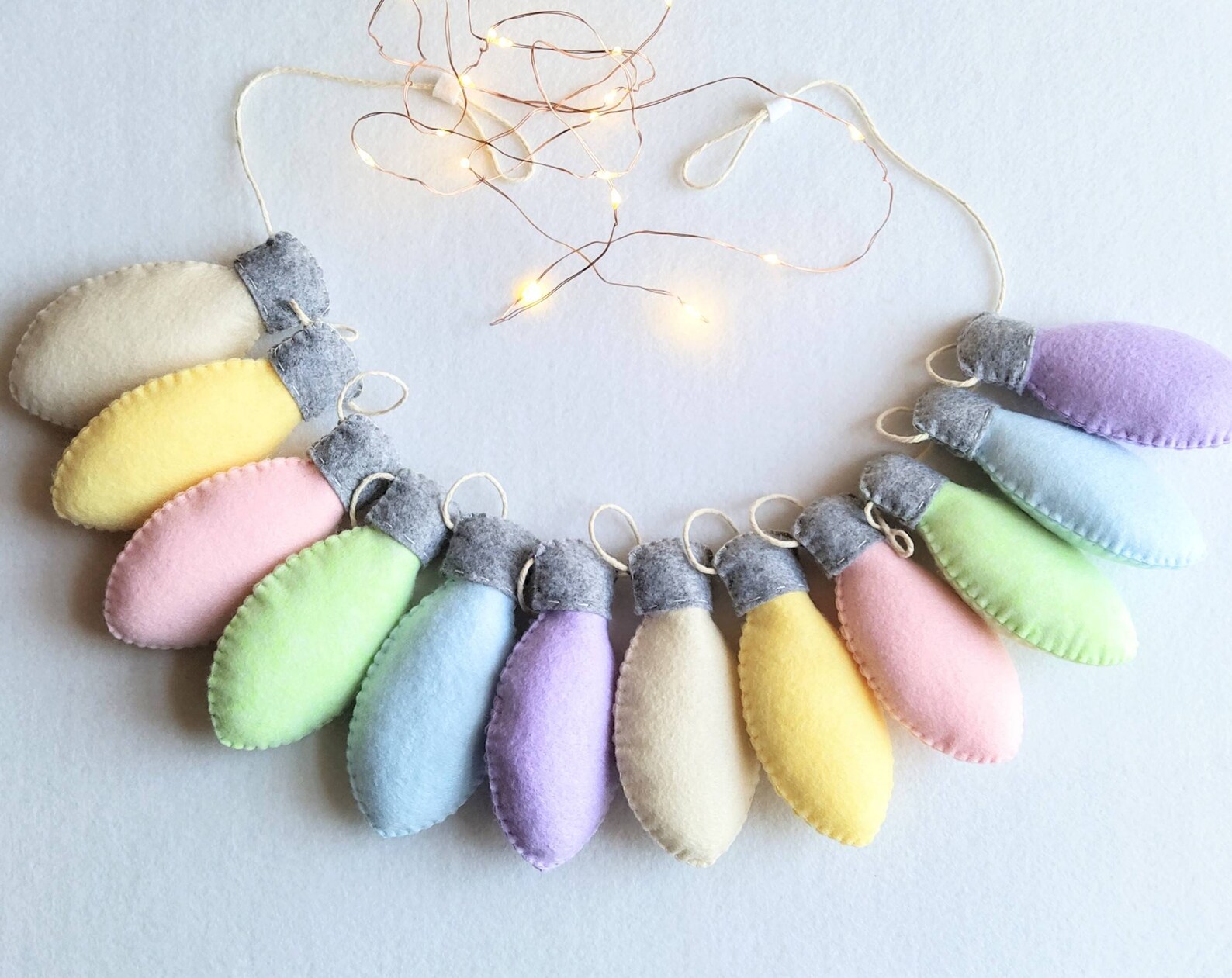 Felt Christmas Light Garland,pastel Garland - Etsy