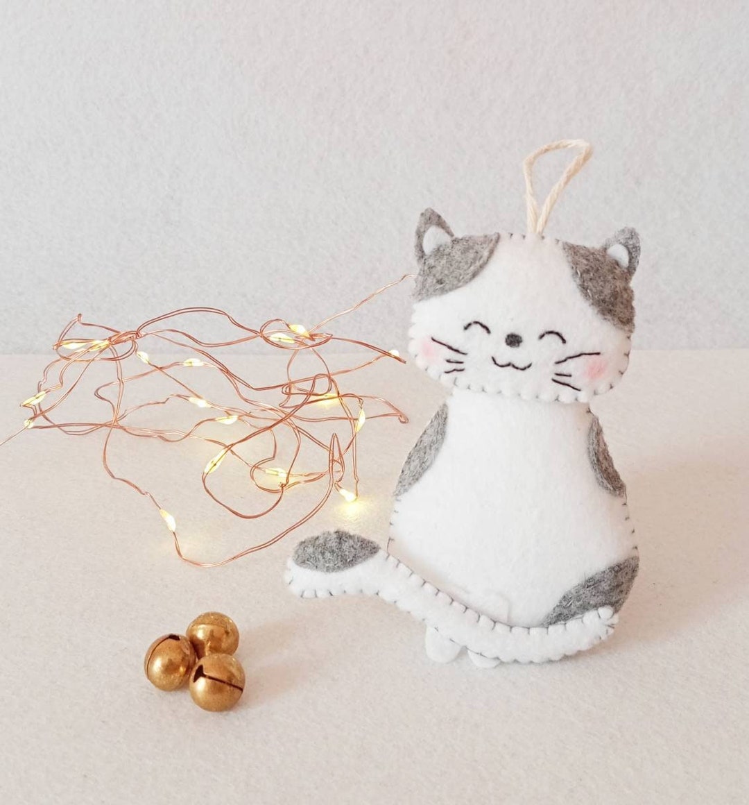 Felt Cat Ornament, Christmas Cat - Etsy