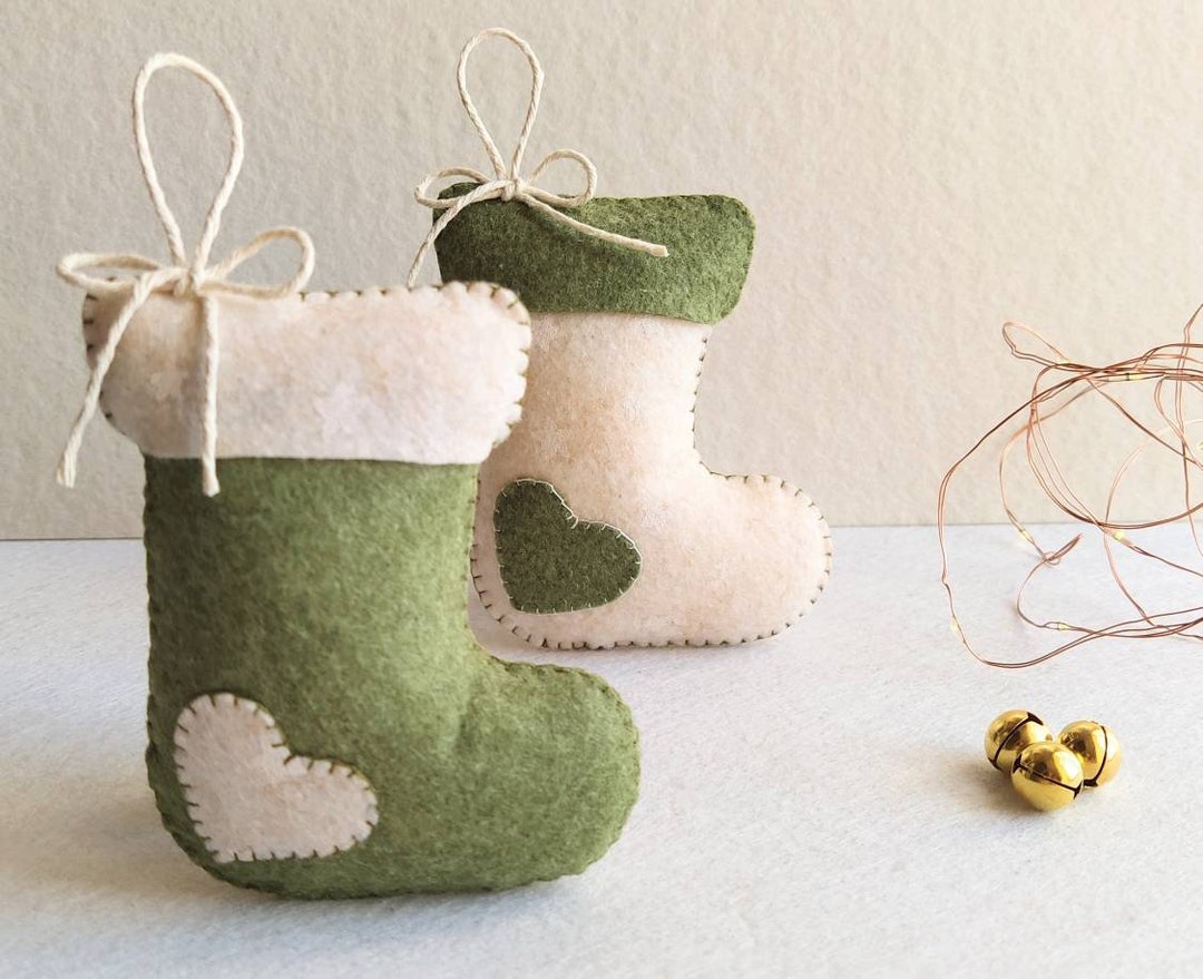 Mini Felt Christmas Stockings, Set 2 Pcs - Etsy
