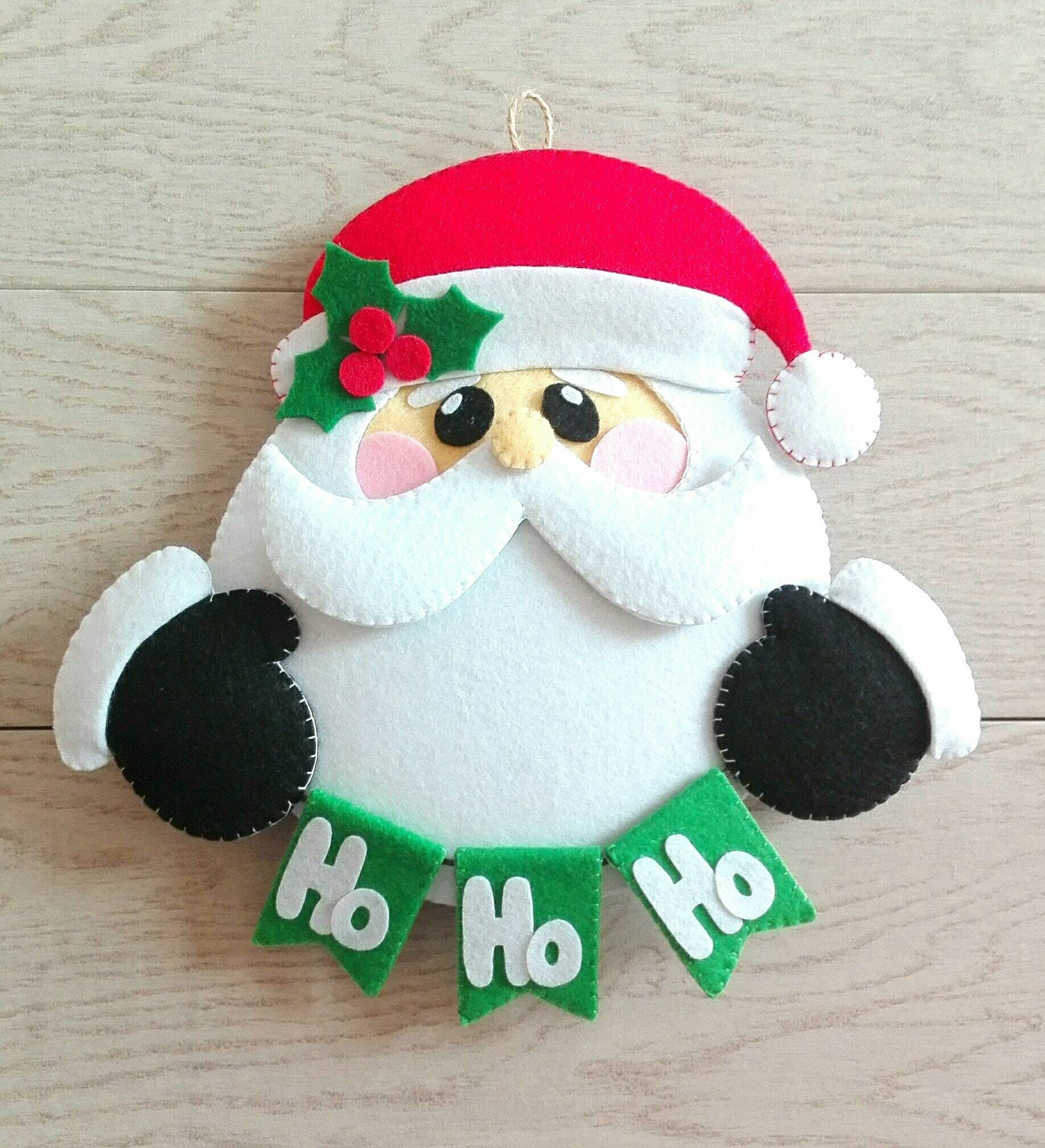 Felt Santa Claus christmas wreath | Etsy