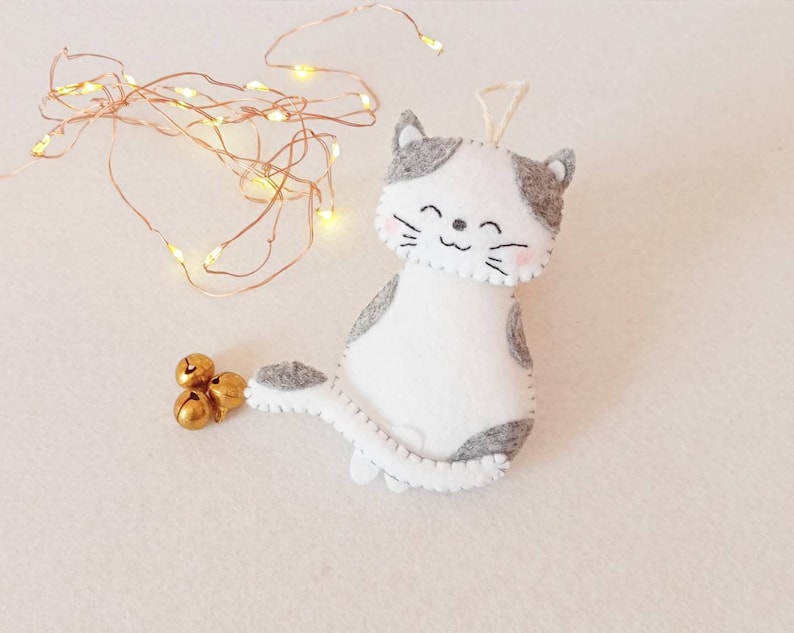 Felt Cat Ornament, Christmas Cat - Etsy