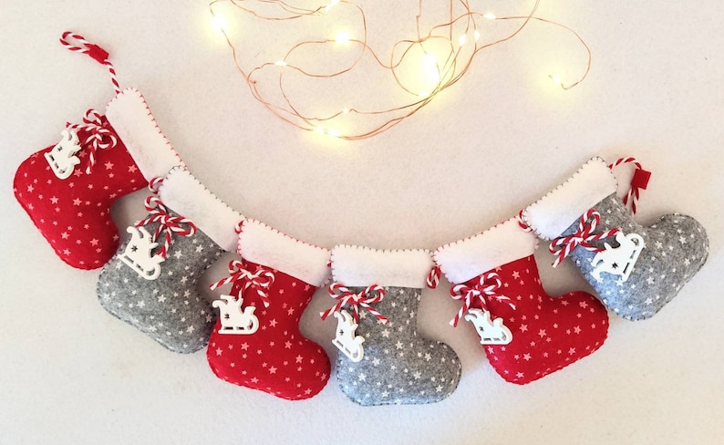 Christmas Stocking Garland, Felt Stocking - Etsy