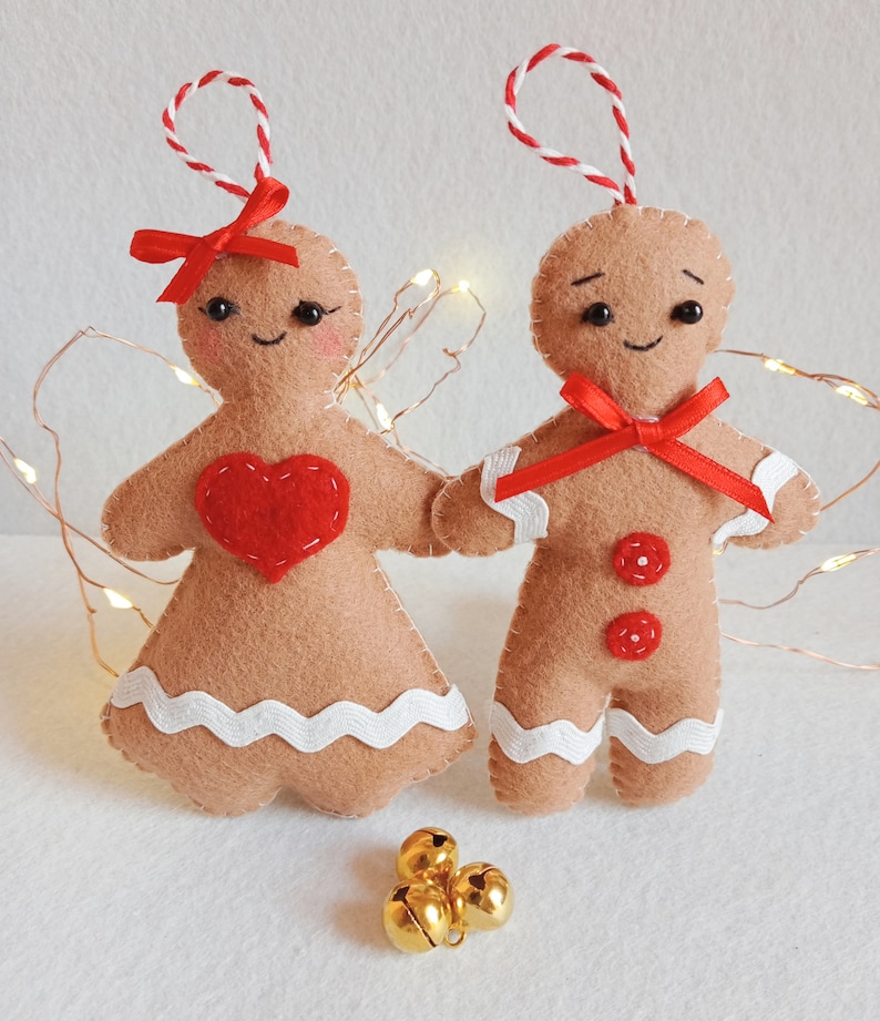 Gingerbread Ornaments Felt, Felt Christmas Ornaments, Customizable - Etsy