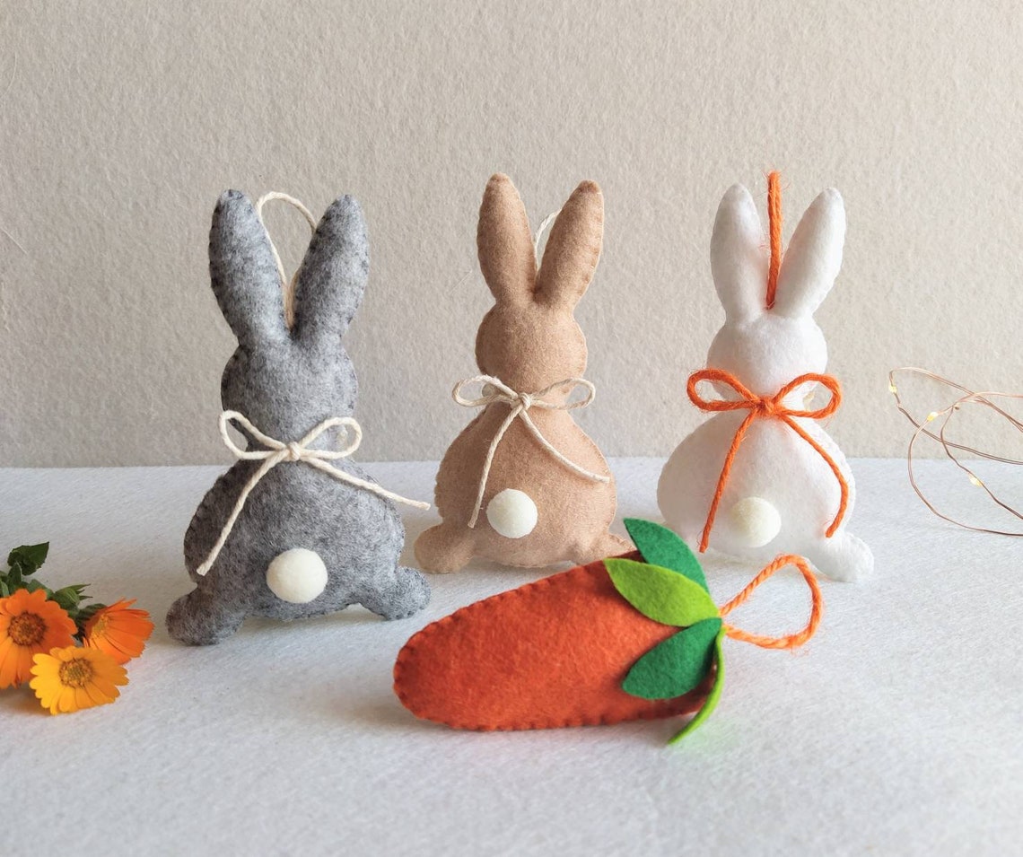 Felt Bunny and Carrot Ornament | Etsy