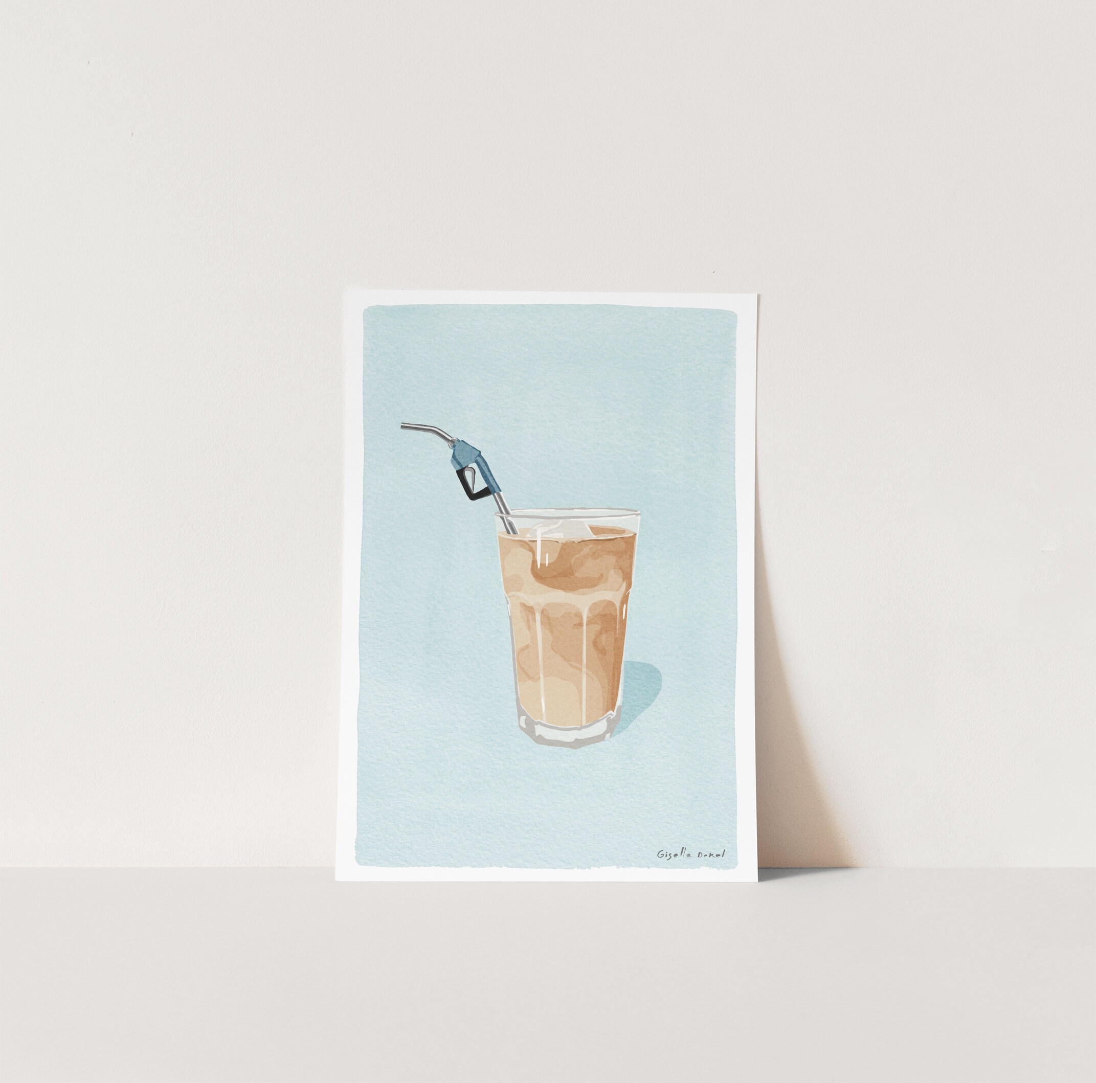 Iced Coffee Addict Illustration Art Print Funny Coffee | Etsy