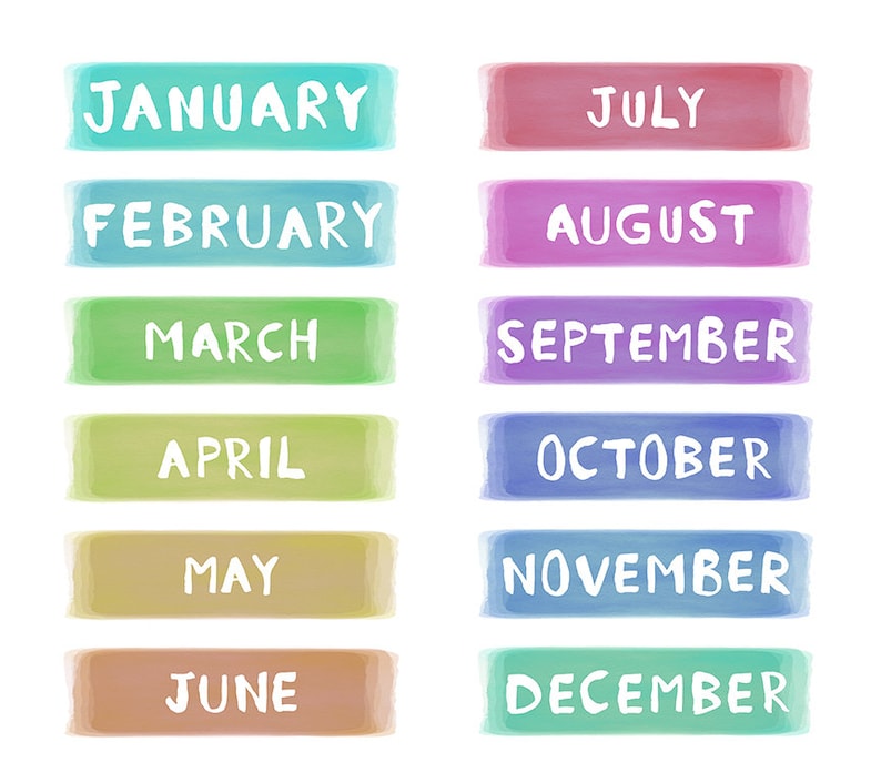 Months Of The Year Clipart