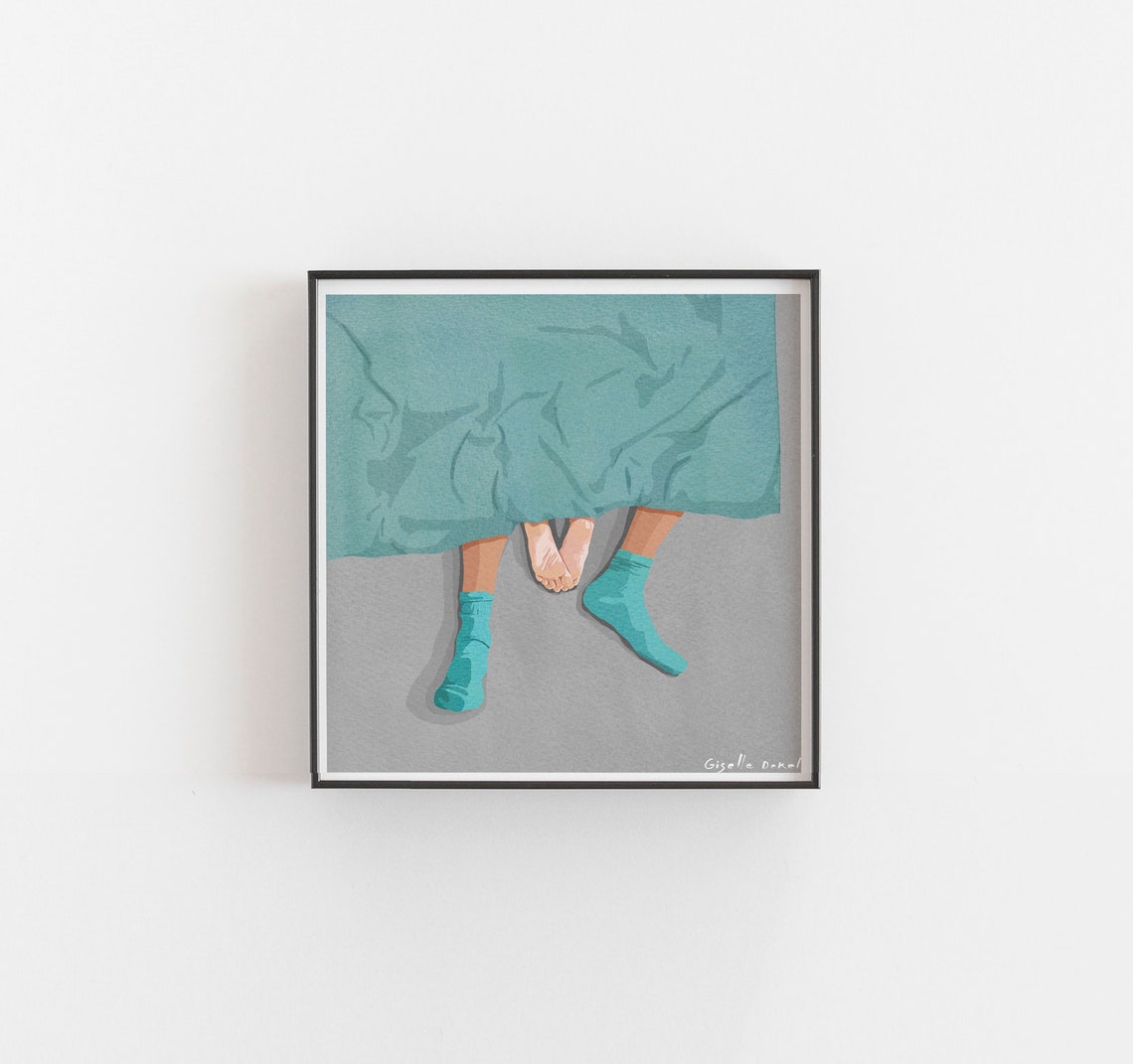 Napping Together Romantic Bedroom Art Print Cute Couple | Etsy