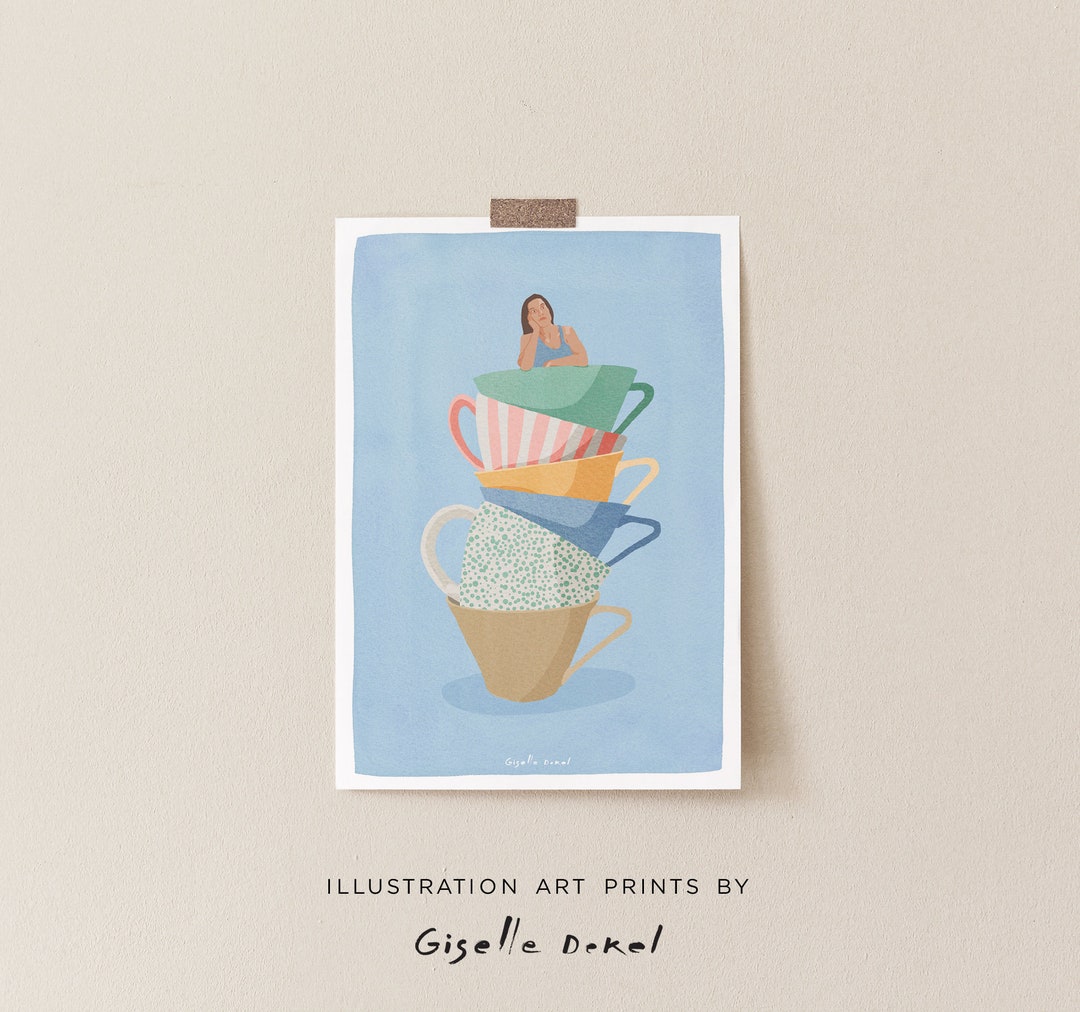 Funny Coffee Addict Illustration Art Print, Coffee Drinker Gift ...