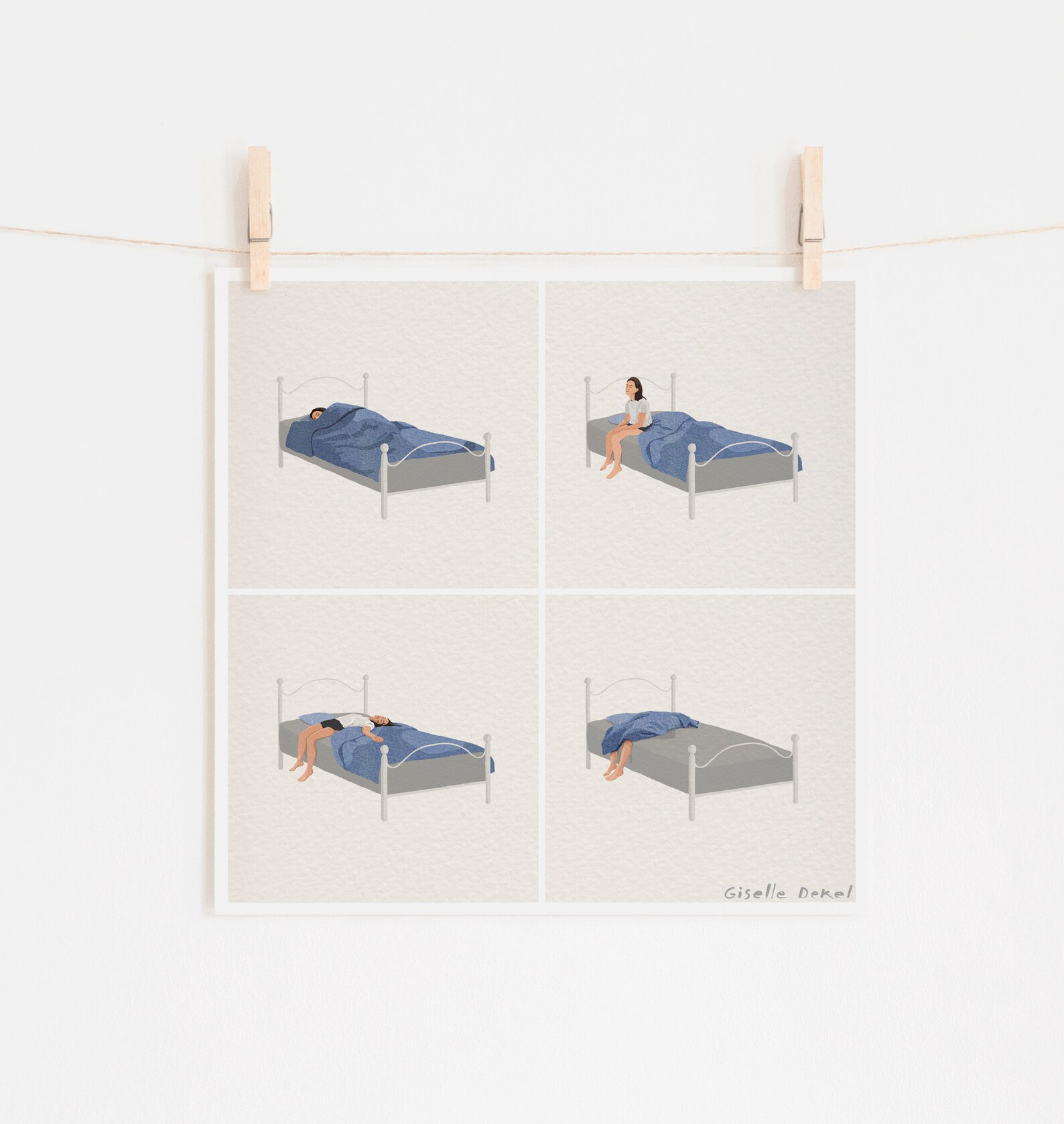 Sarcastic Illustration Art Print Bedroom Decor Funny Bedroom | Etsy